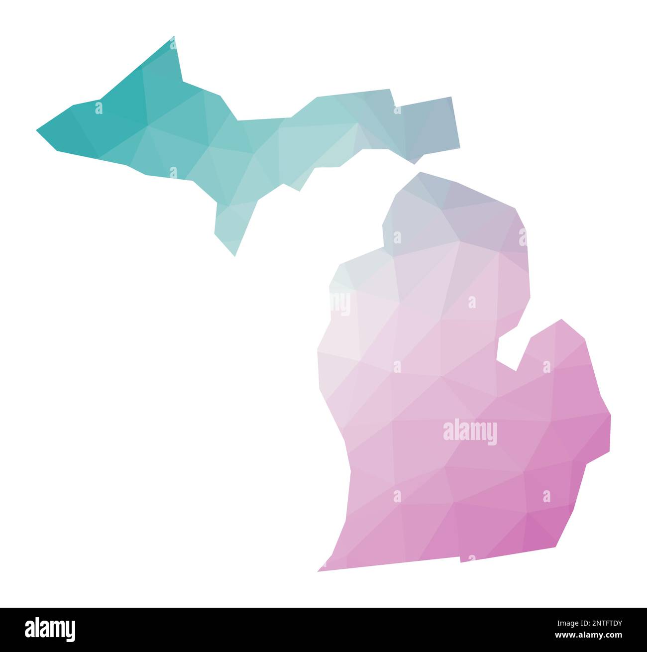Polygonal map of Michigan. Geometric illustration of the US state in ...