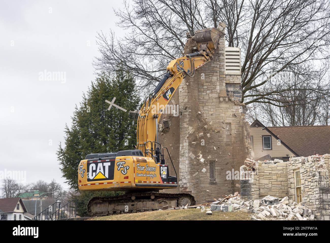 Demolition of the Trinity Evangelical Lutheran Church in Burlington ...