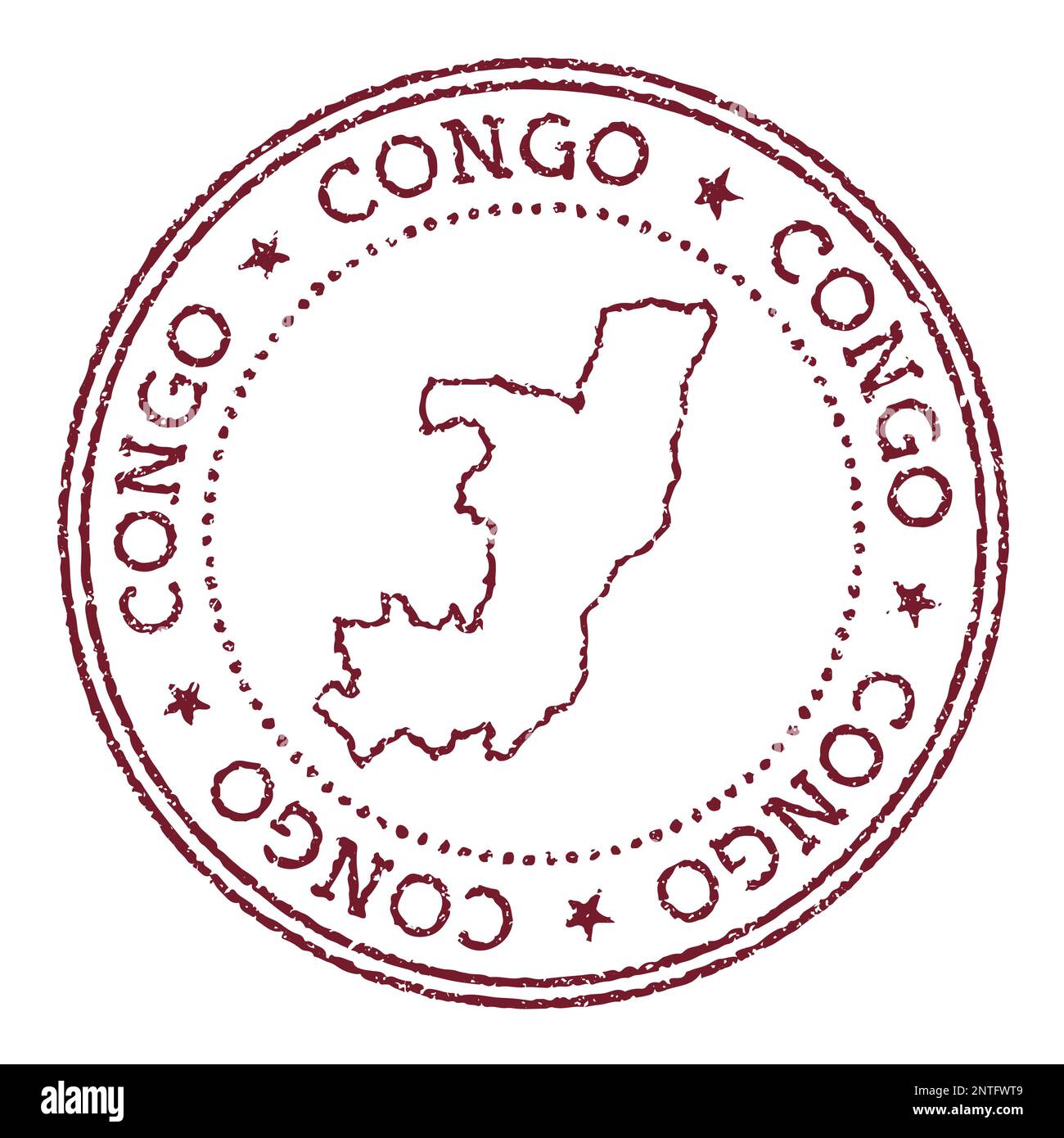 Congo round rubber stamp with country map. Vintage red passport stamp ...