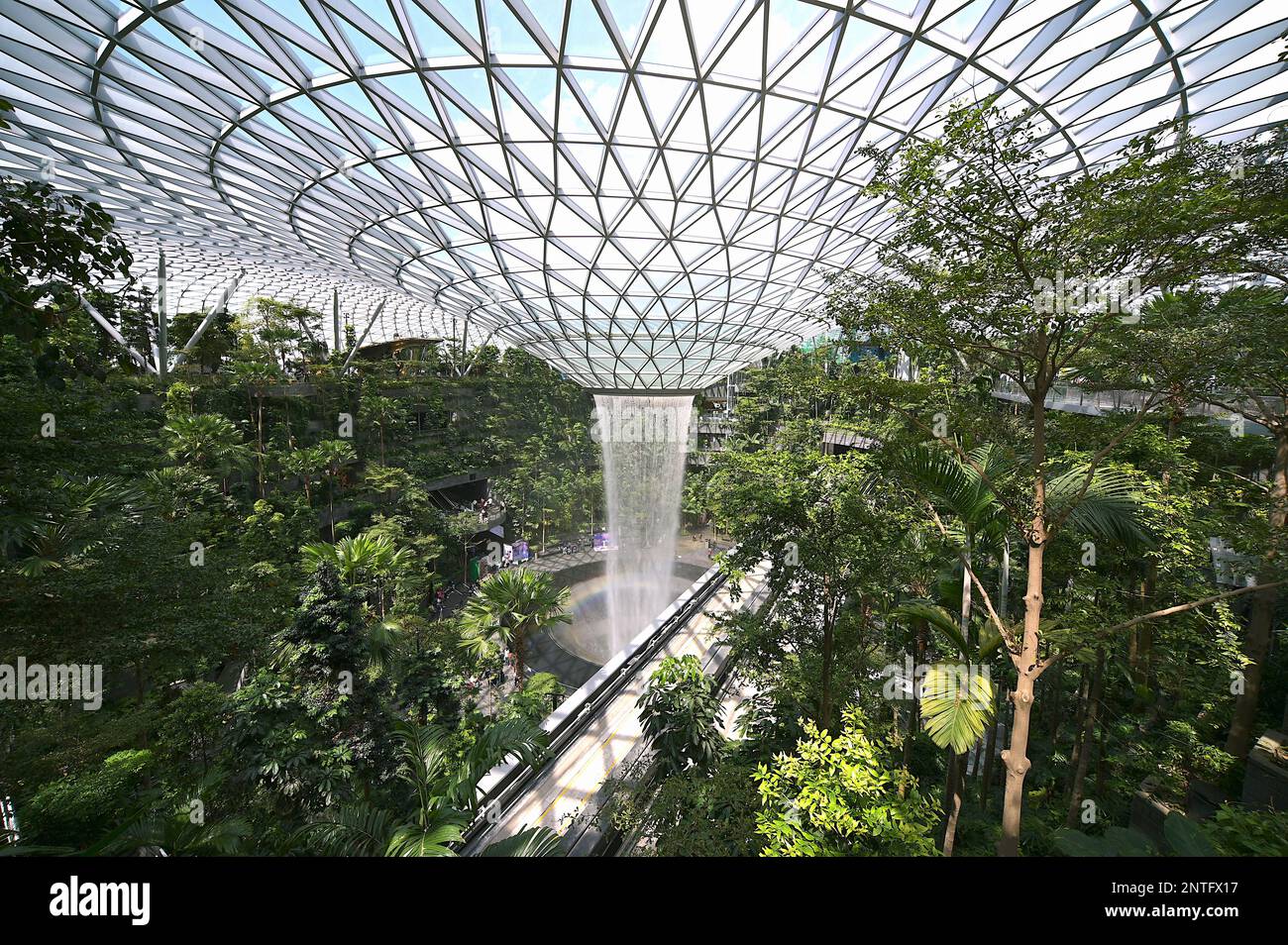 The world's highest indoor waterfall cascading through an oculus in the ...