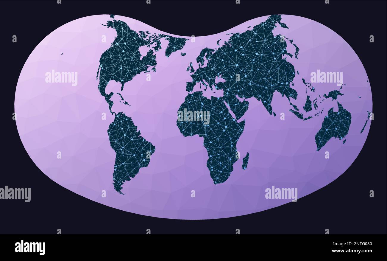 Global network concept. Hill eucyclic projection. World network map ...