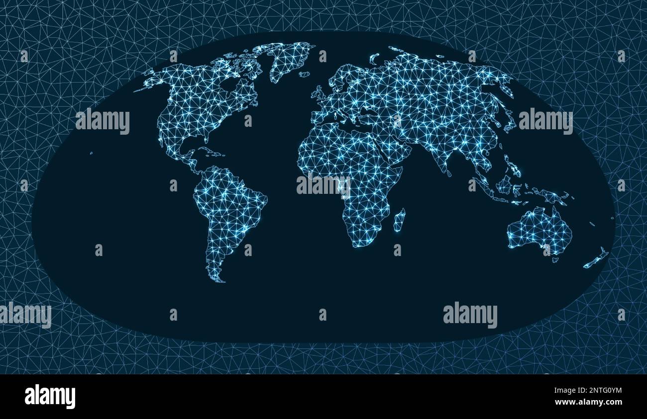 Abstract Map Of World Network Loximuthal Projection World Network Superb Connections Map