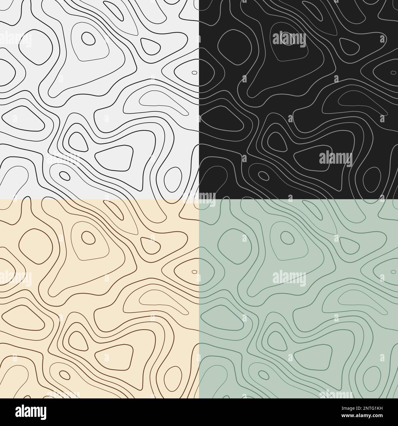 Topography patterns. Seamless elevation map tiles. Astonishing isoline ...