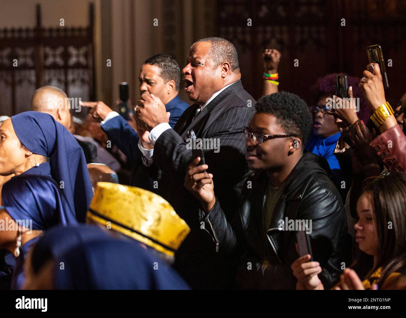 People gather as Father Michael Pfleger hosts Minister Louis Farrakhan ...