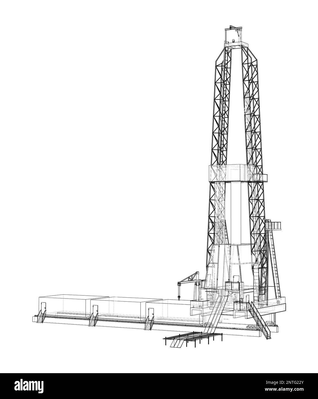 Oil rig. Wire-frame style Stock Photo - Alamy
