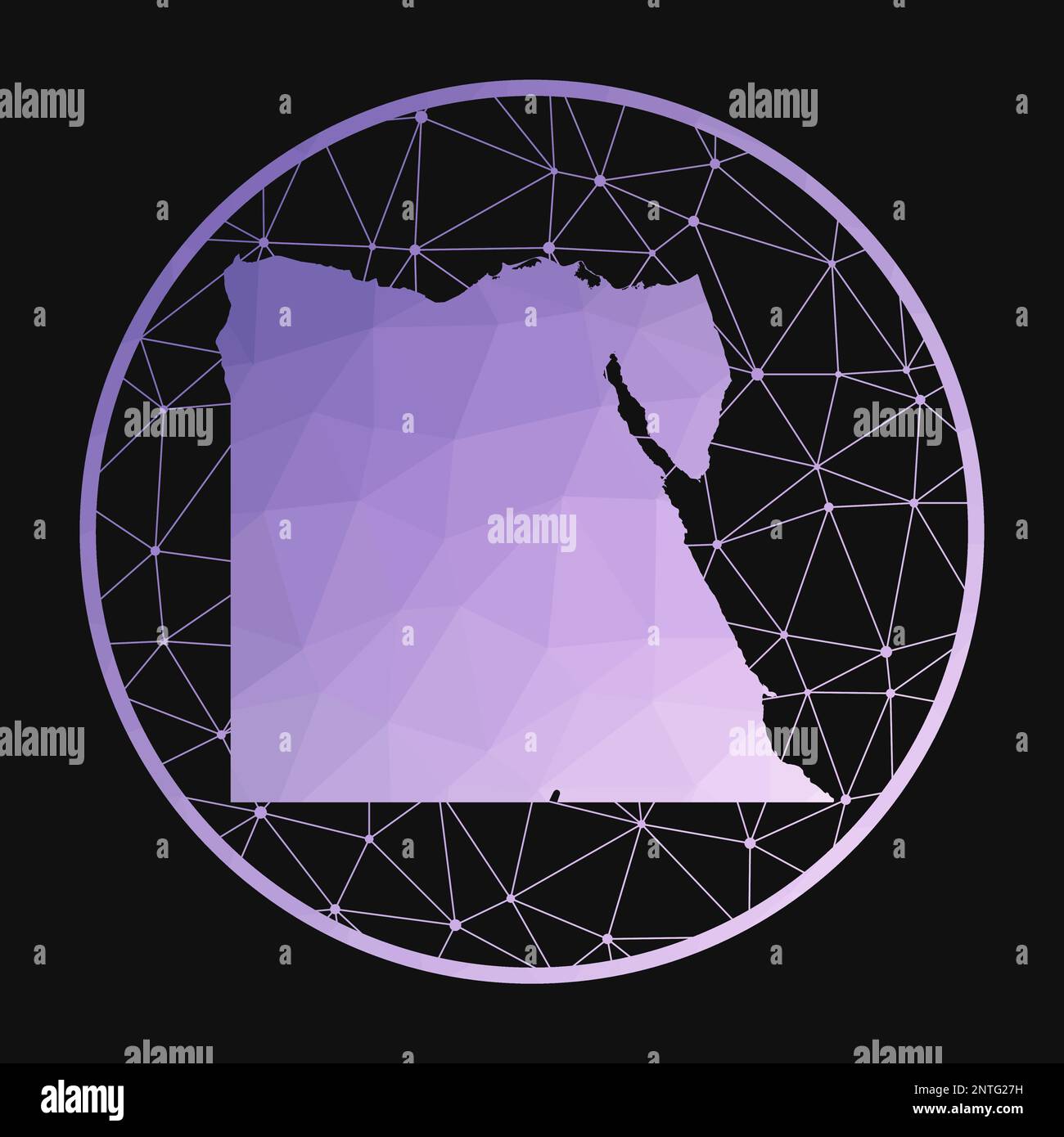 Egypt icon. Vector polygonal map of the country. Egypt icon in ...