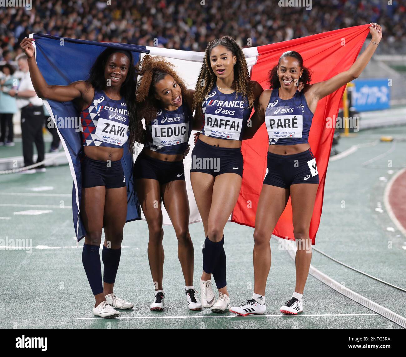 ((L to R) France's Carolle ZAHI,Cynthia LEDUC, Estelle RAFFAI and ...
