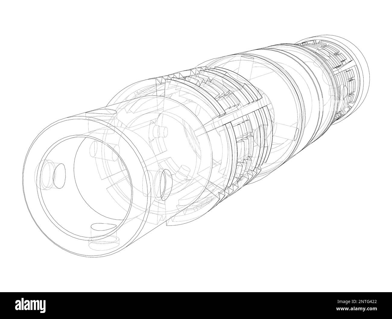 Outline drawing or sketch of cylindrical device Stock Photo - Alamy