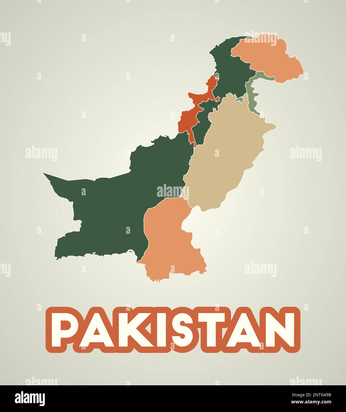 Pakistan poster in retro style. Map of the country with regions in ...