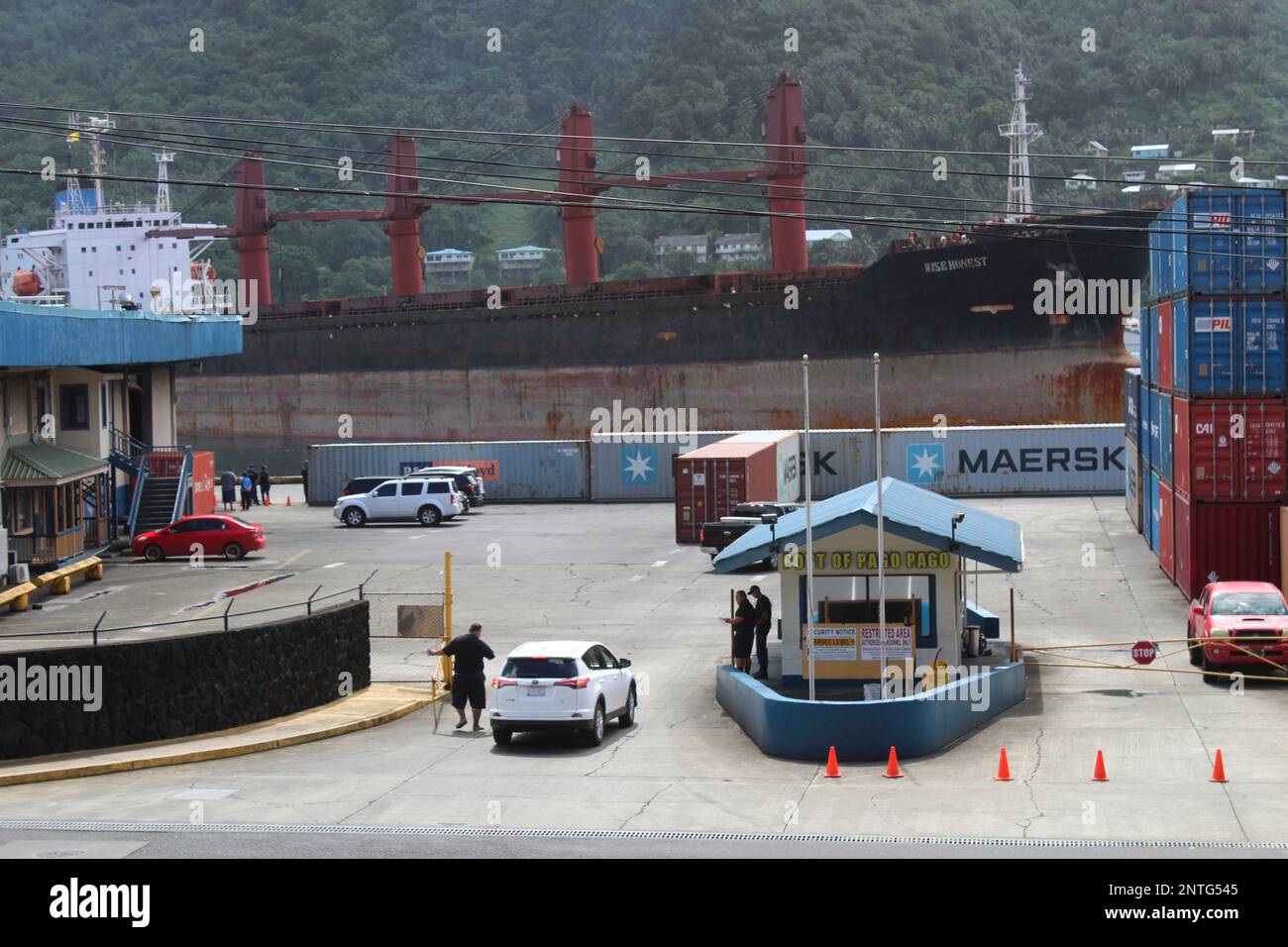 A view from the top of a two story building in Fagatogo village ...