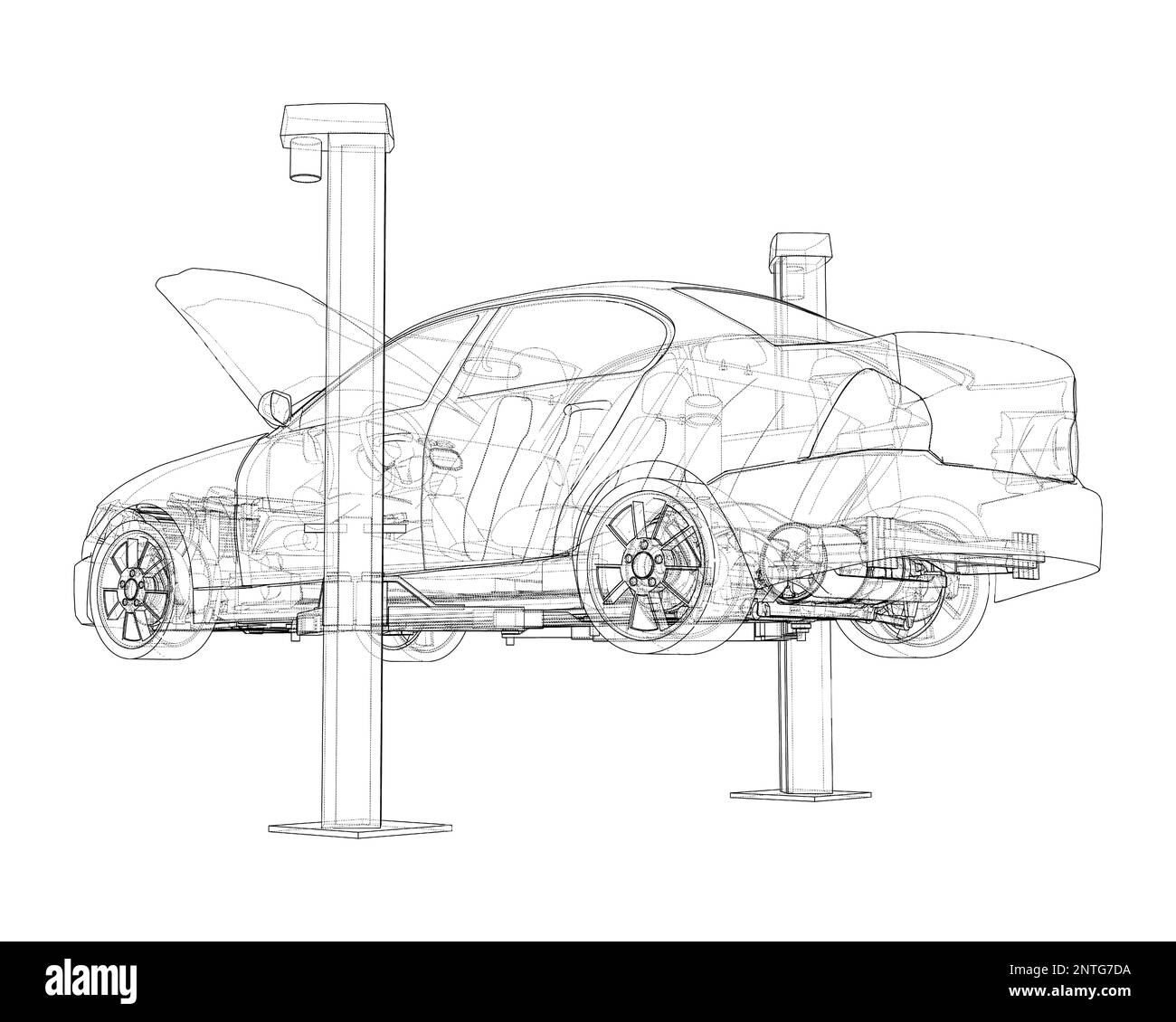 Car lift stand tower with car Stock Photo - Alamy