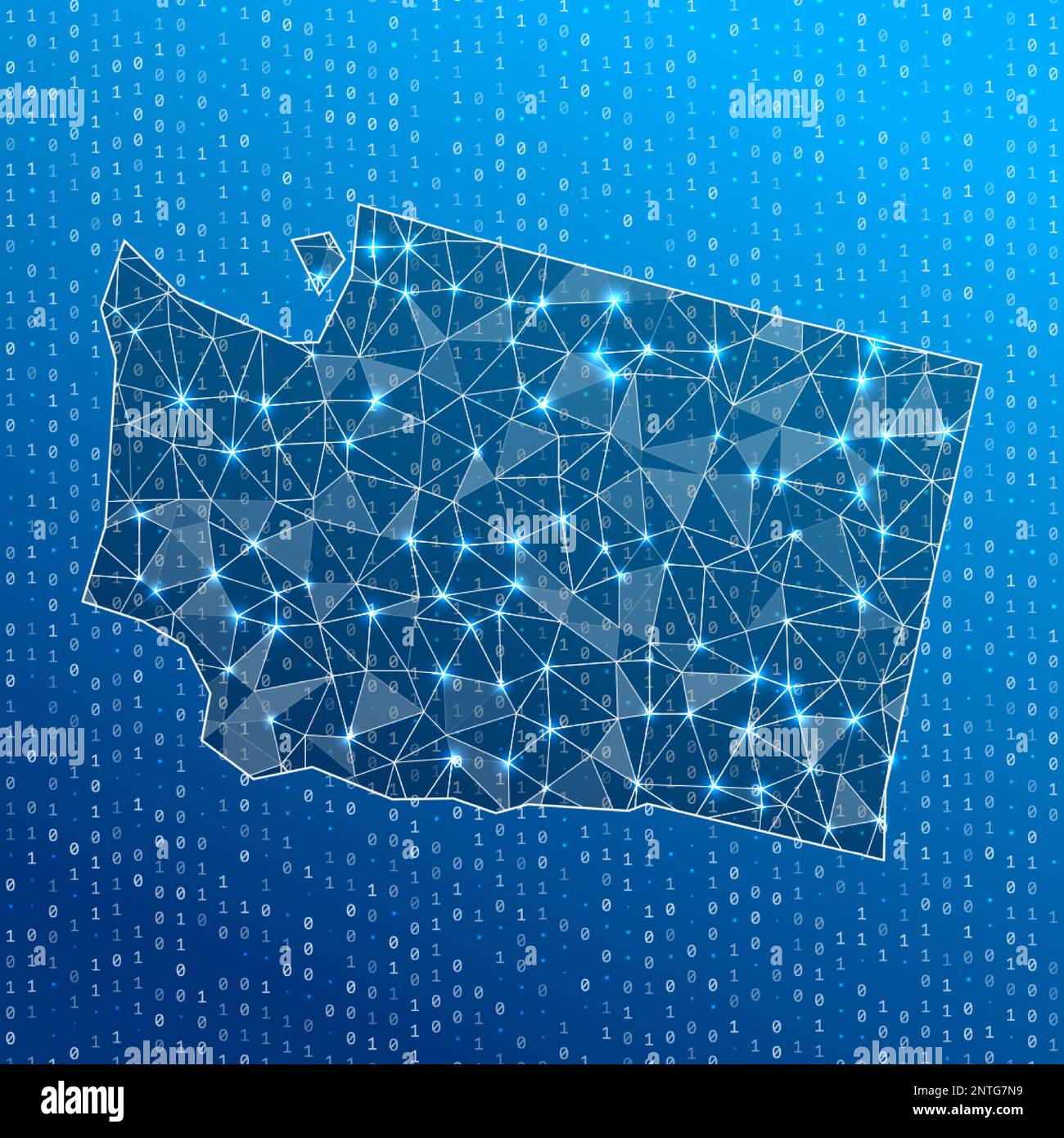 Network map of Washington. Us state digital connections map. Technology ...