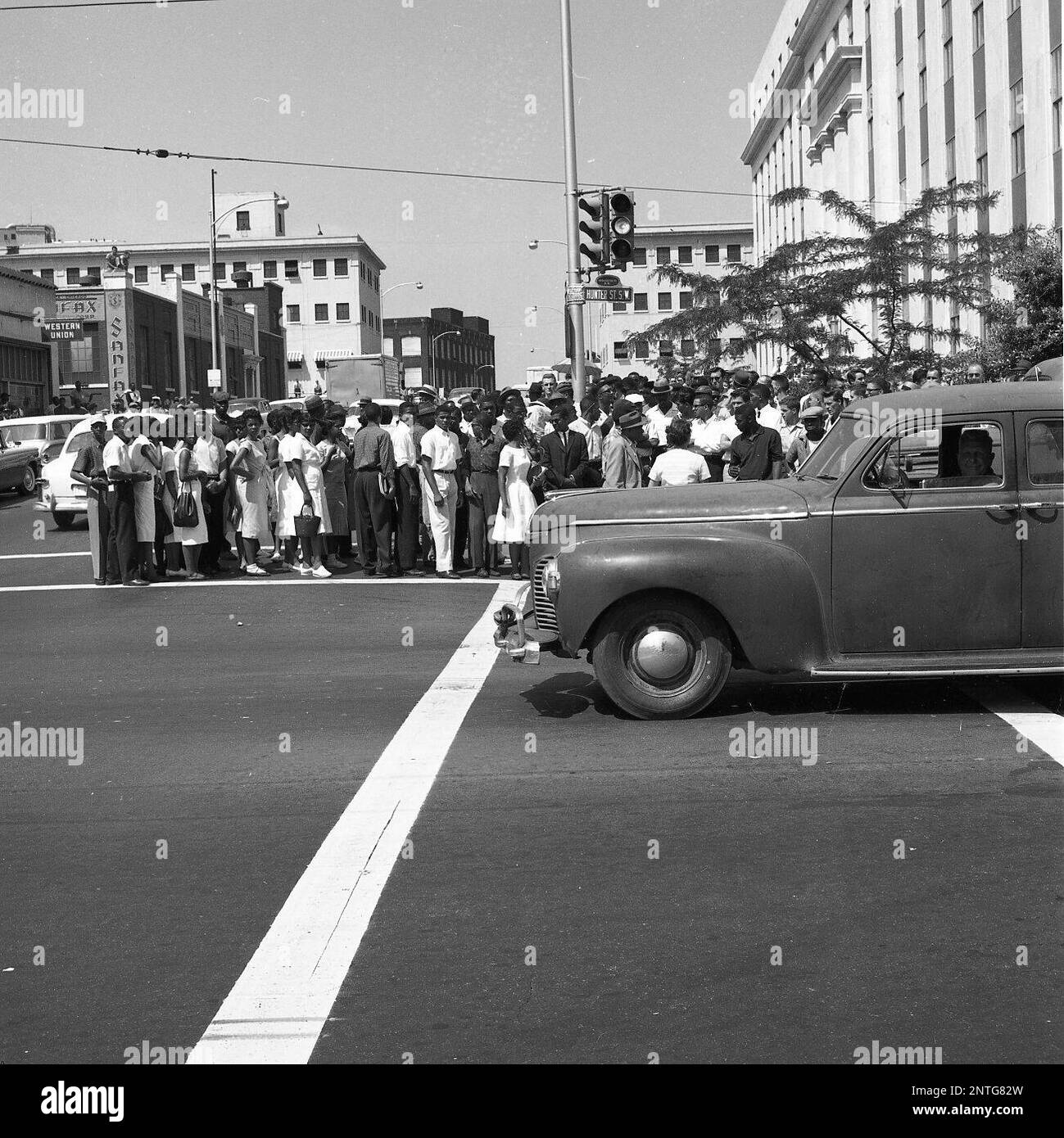 African American marchers on Hunter Street (later Martin Luther King Jr ...