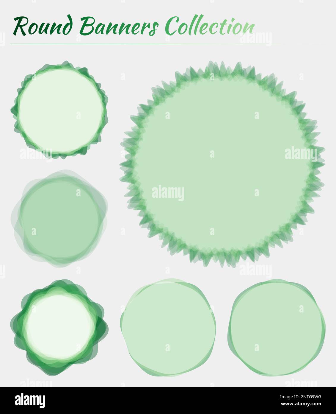 Round banners set. Circular backgrounds in green colors. Superb vector ...