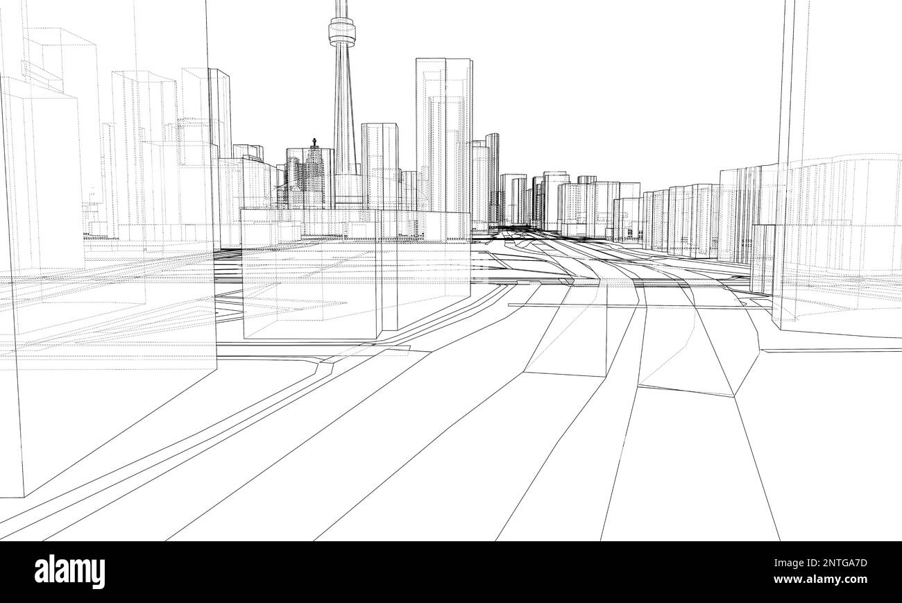 3d urban landscape. Buildings and roads Stock Photo - Alamy