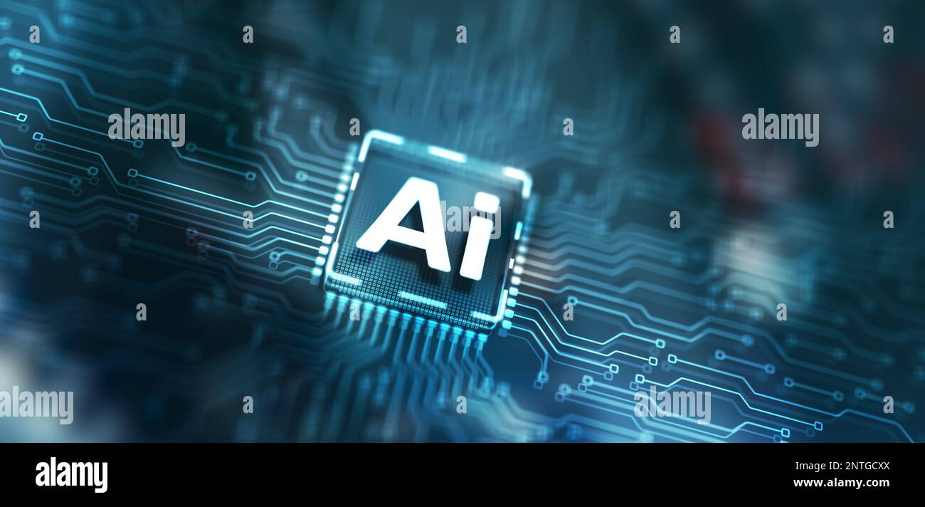 Artificial intelligence chip. Ai chipset on circuit board. Data center ...