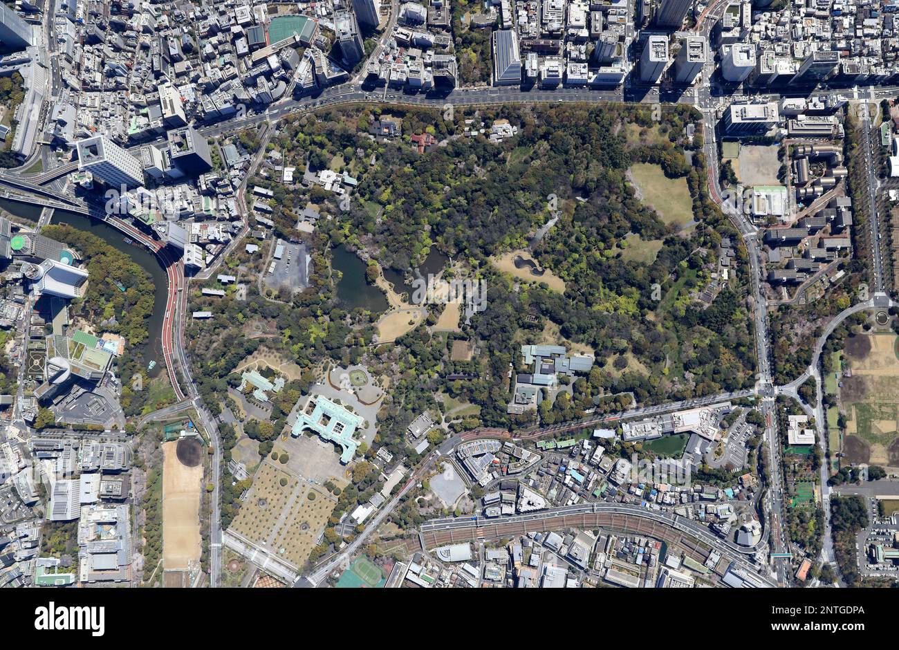 An aerial photo shows the Akasaka Estate in Tokyo on April 9, 2019. The ...