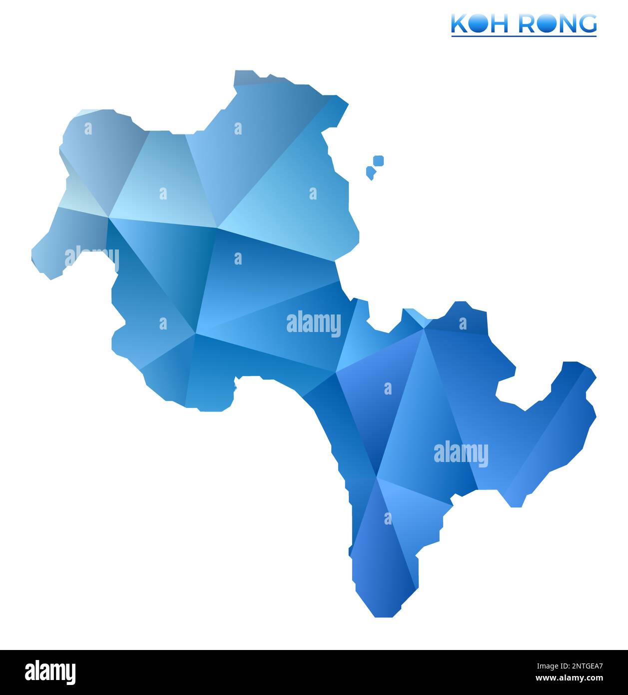 Vector polygonal Koh Rong map. Vibrant geometric island in low poly style. Authentic ...