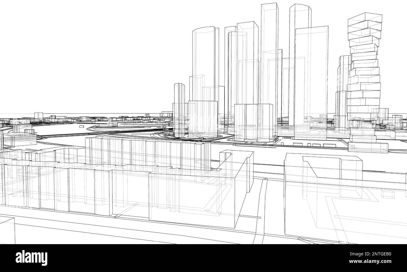 Buildings and city roads, town design Stock Photo - Alamy