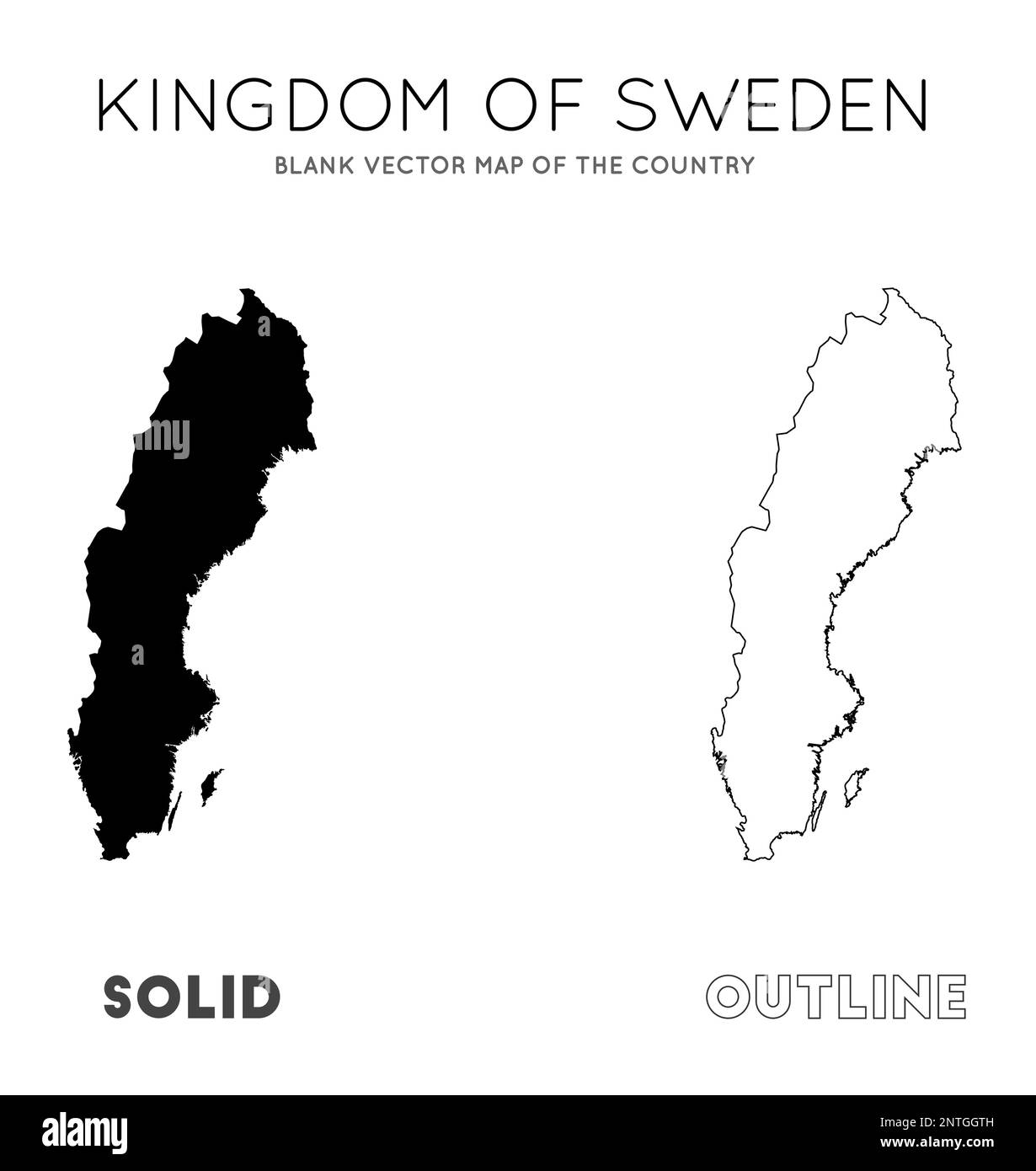 Sweden map. Blank vector map of the country. Borders of Sweden for your ...