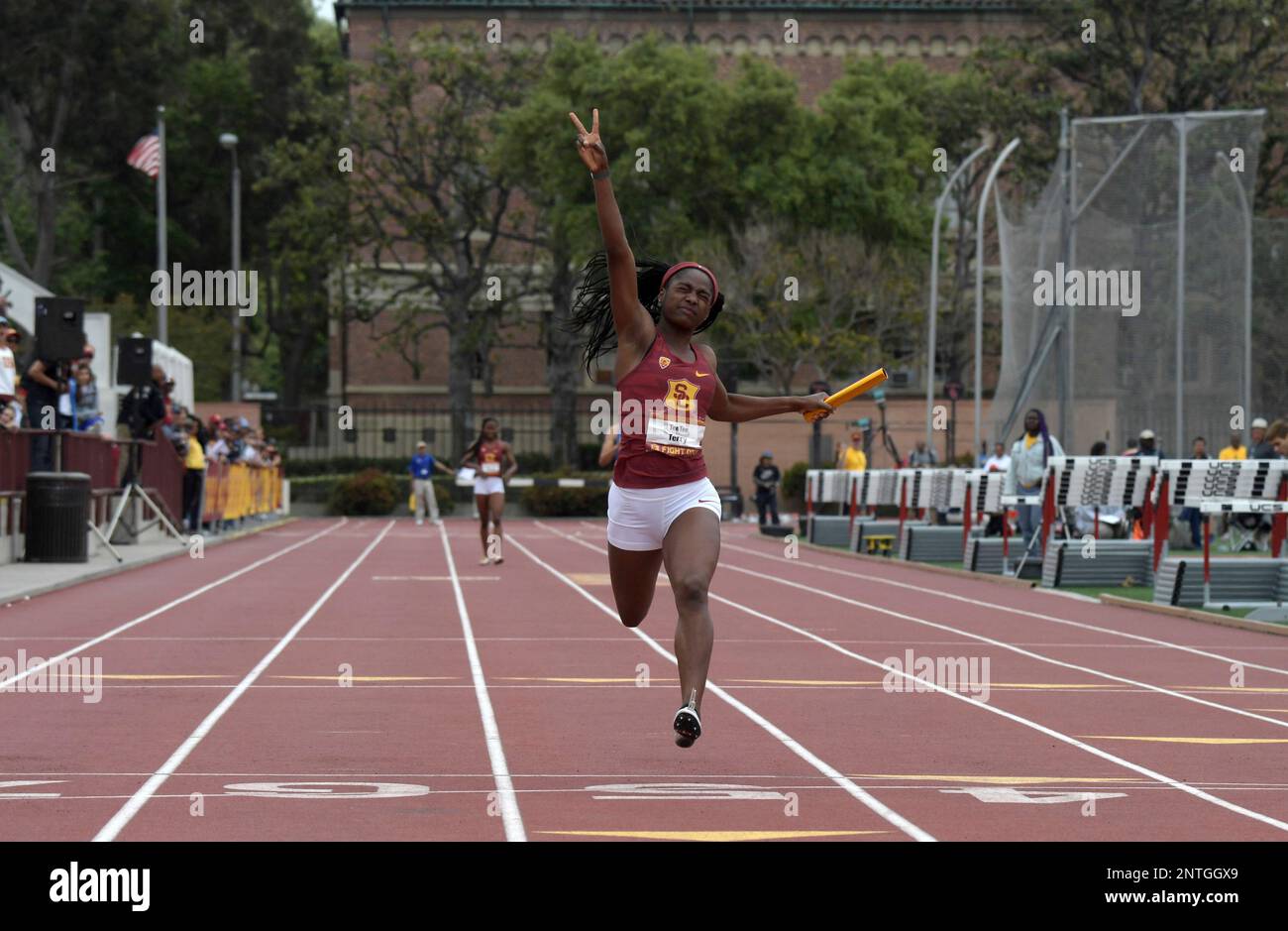 Twanisha Terry aka Tee Tee Terry celebrates with Fight On sign after ...