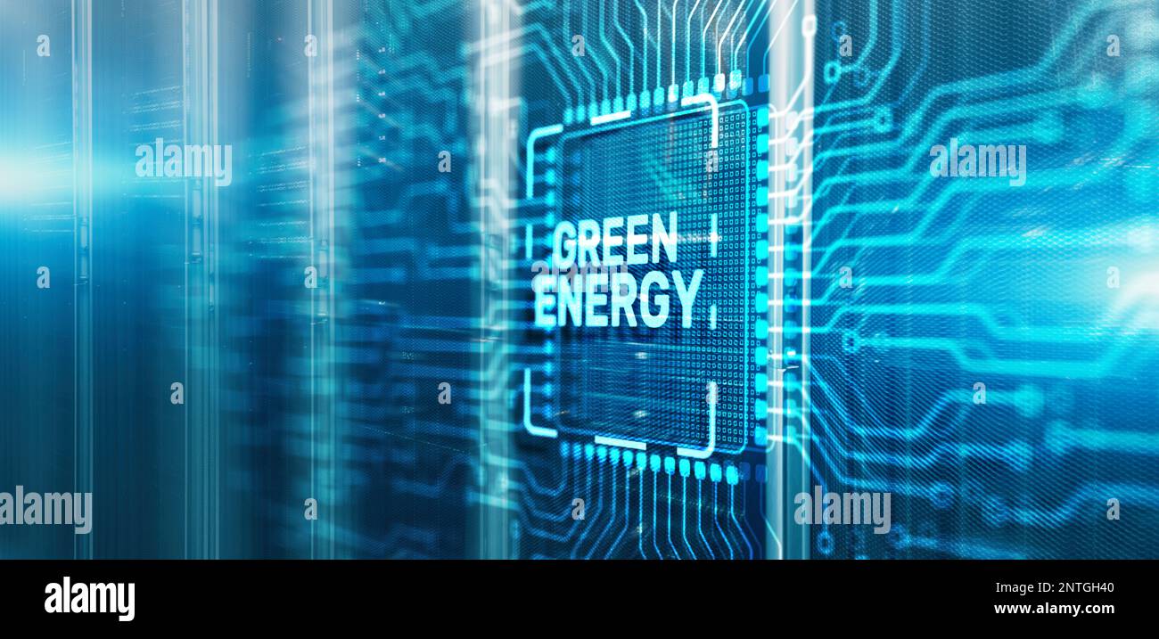 Inscription on 3d Electronic Circuit Board Chip: Green Energy saving ...