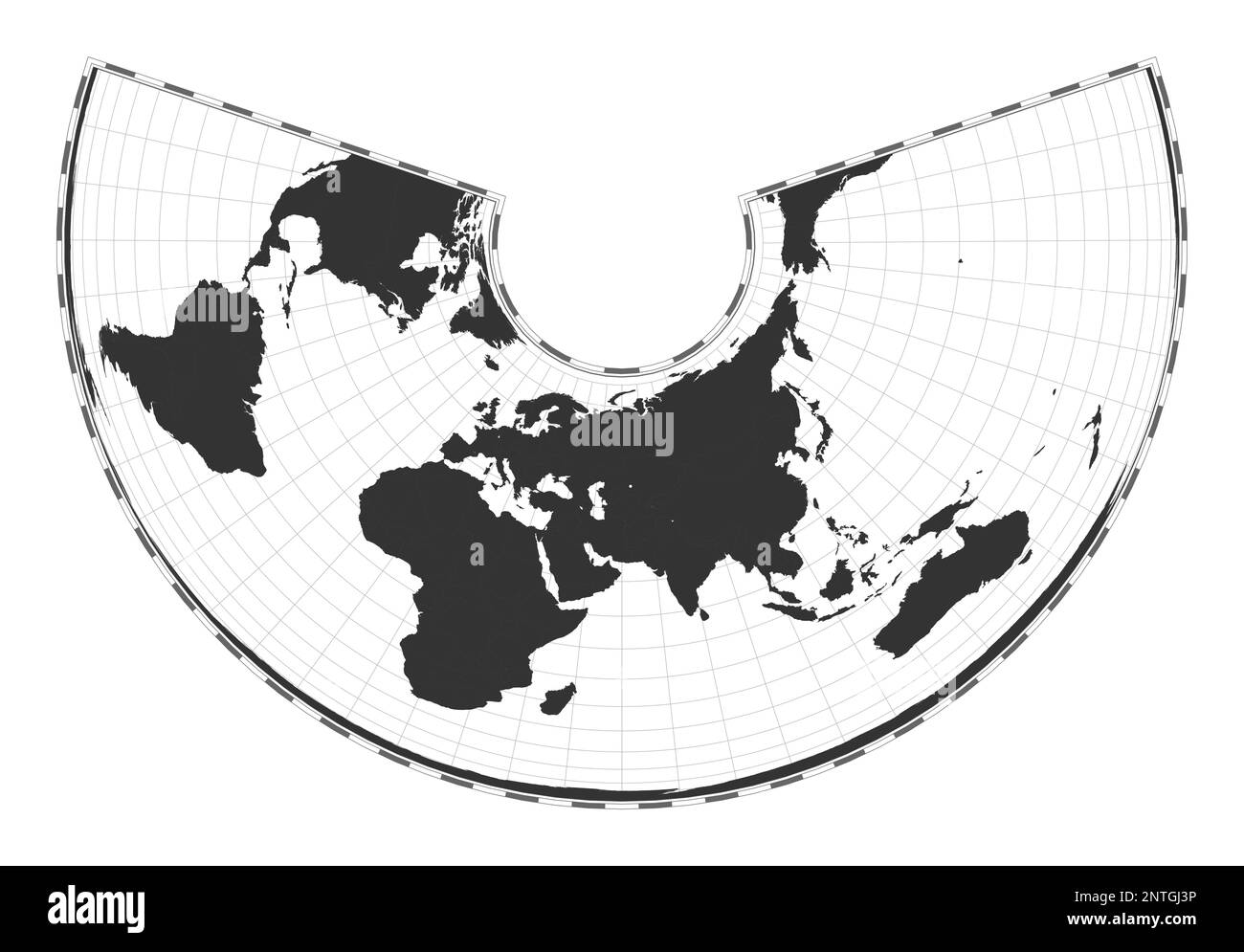 Vector world map. Albers equal-area conic projection. Plain world ...