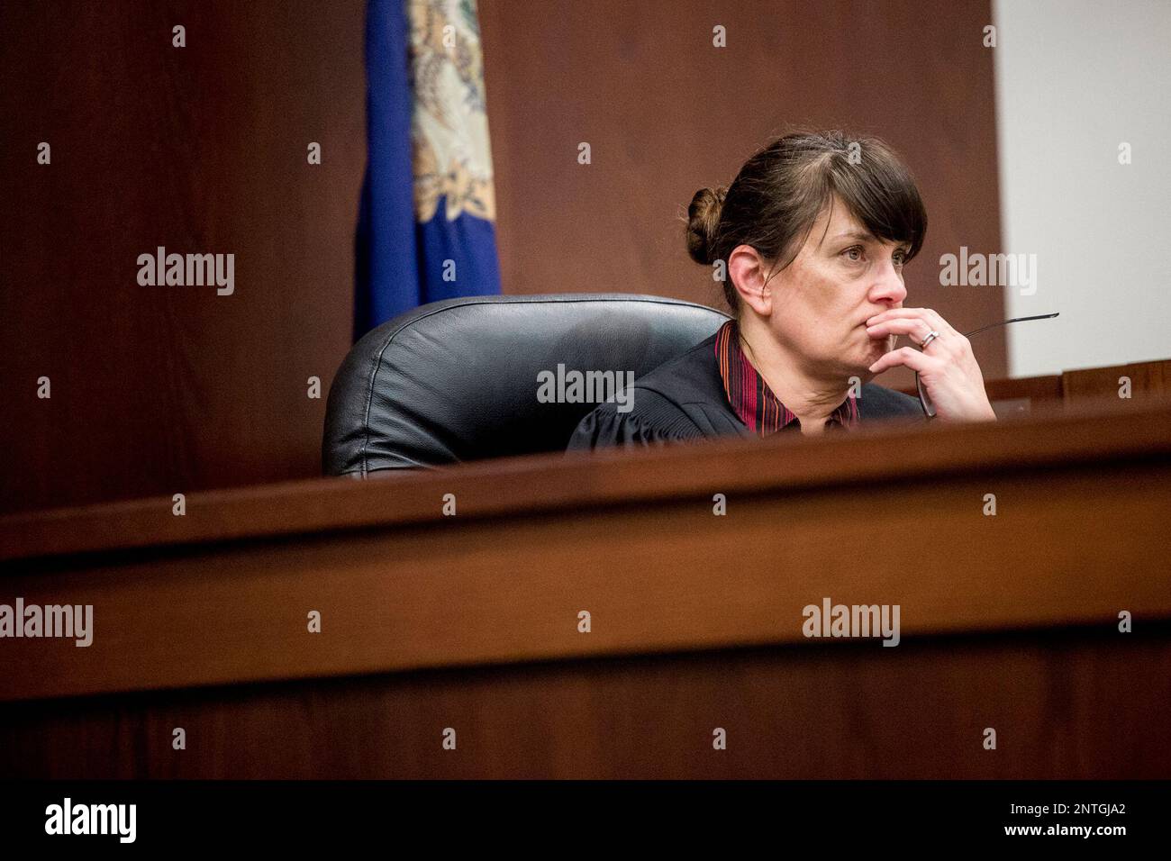 Genesee County Circuit Judge Elizabeth A. Kelly delivers one of four ...