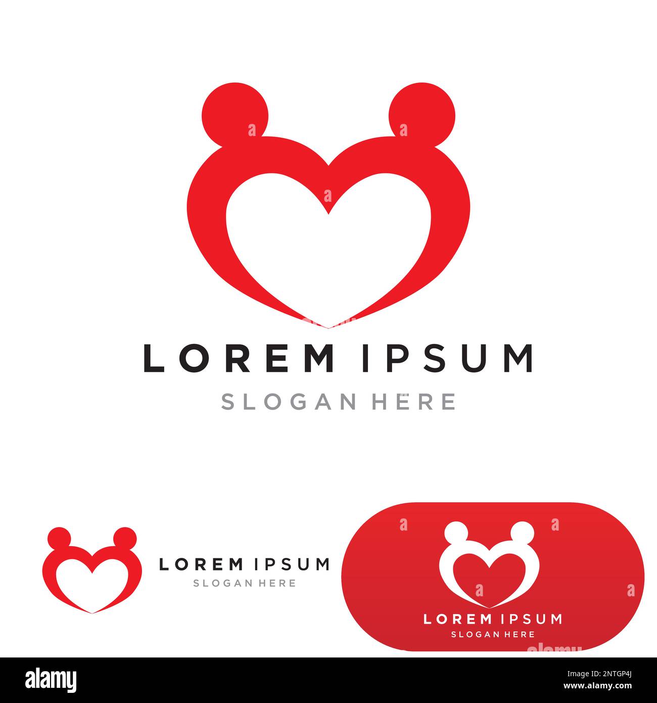 Heart logo and people design, Charity and support vector concept, love ...
