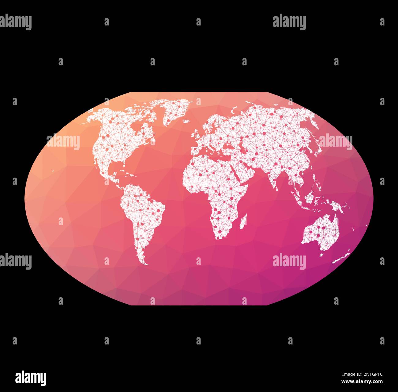 World Network Map Winkel Tripel Projection Wired Globe In Winkel 3 Projection On Geometric Low