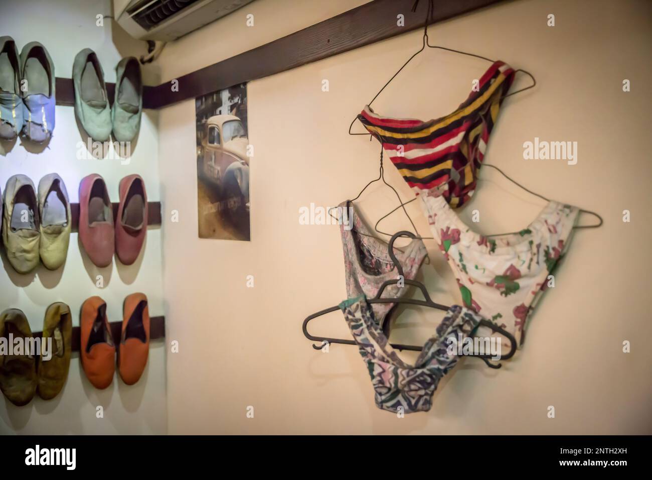 Shoes and bikini briefs are worn by Afrobeats pioneer Fela Kuti seen ...