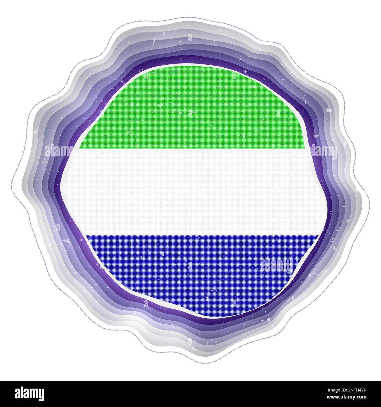 Sierra Leone flag in frame. Badge of the country. Layered circular sign around Sierra Leone flag ...