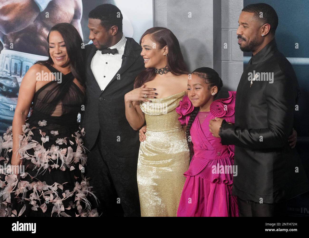 (L-R) Selenis Leyva, Jonathan Majors, Tessa Thompson, Mila Davis-Kent ...