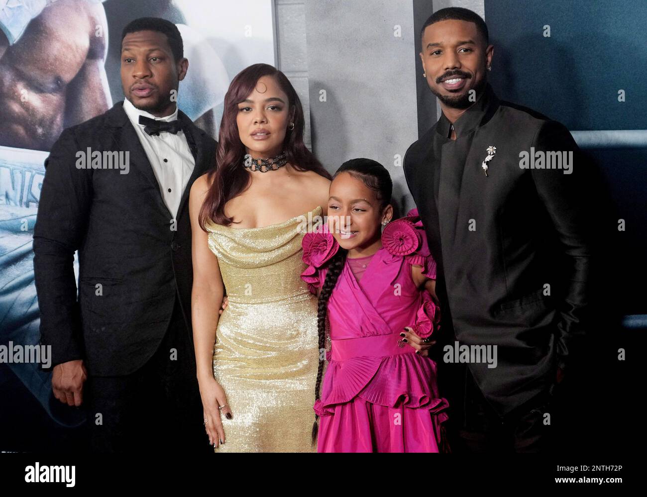 (L-R) Jonathan Majors, Tessa Thompson, Mila Davis-Kent and Michael B ...