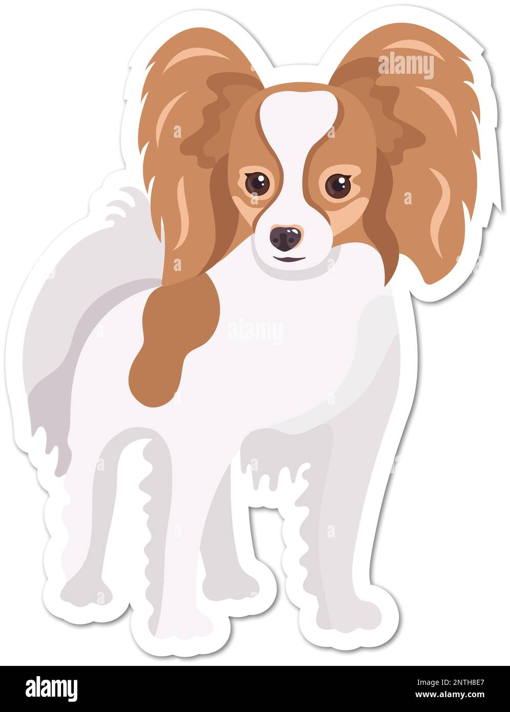 Cartoon papillon dog sticker isolated on transparent background. Cute ...