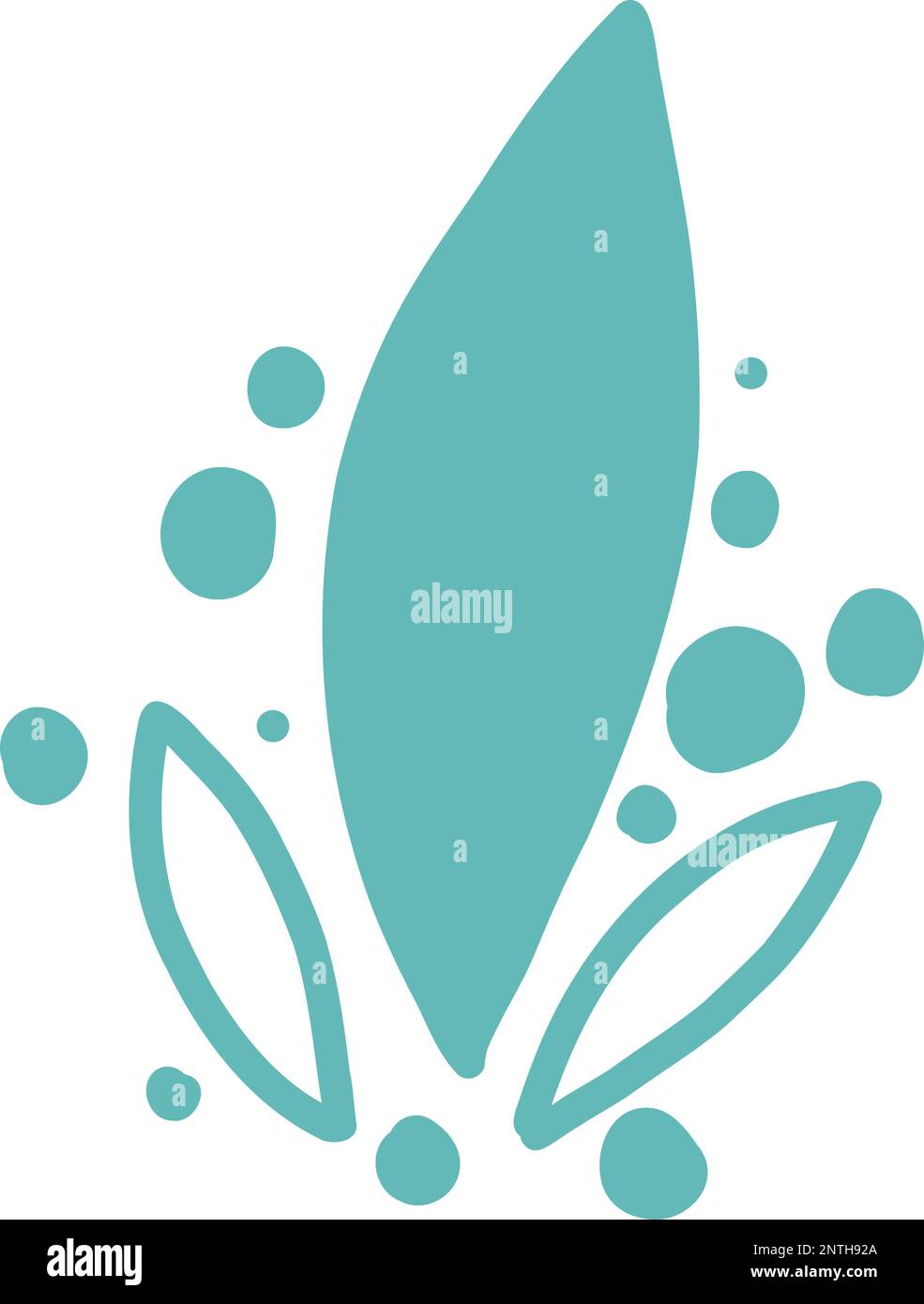 Abstract Trendy Doodle Art Set Of Hand Drawn Plant Curve Shape Object Blob Design Element