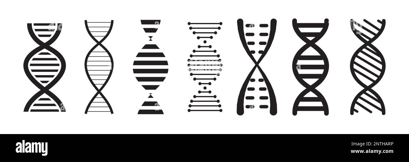 DNA icons set. DNA structure molecule icon. Molecule analysis ...