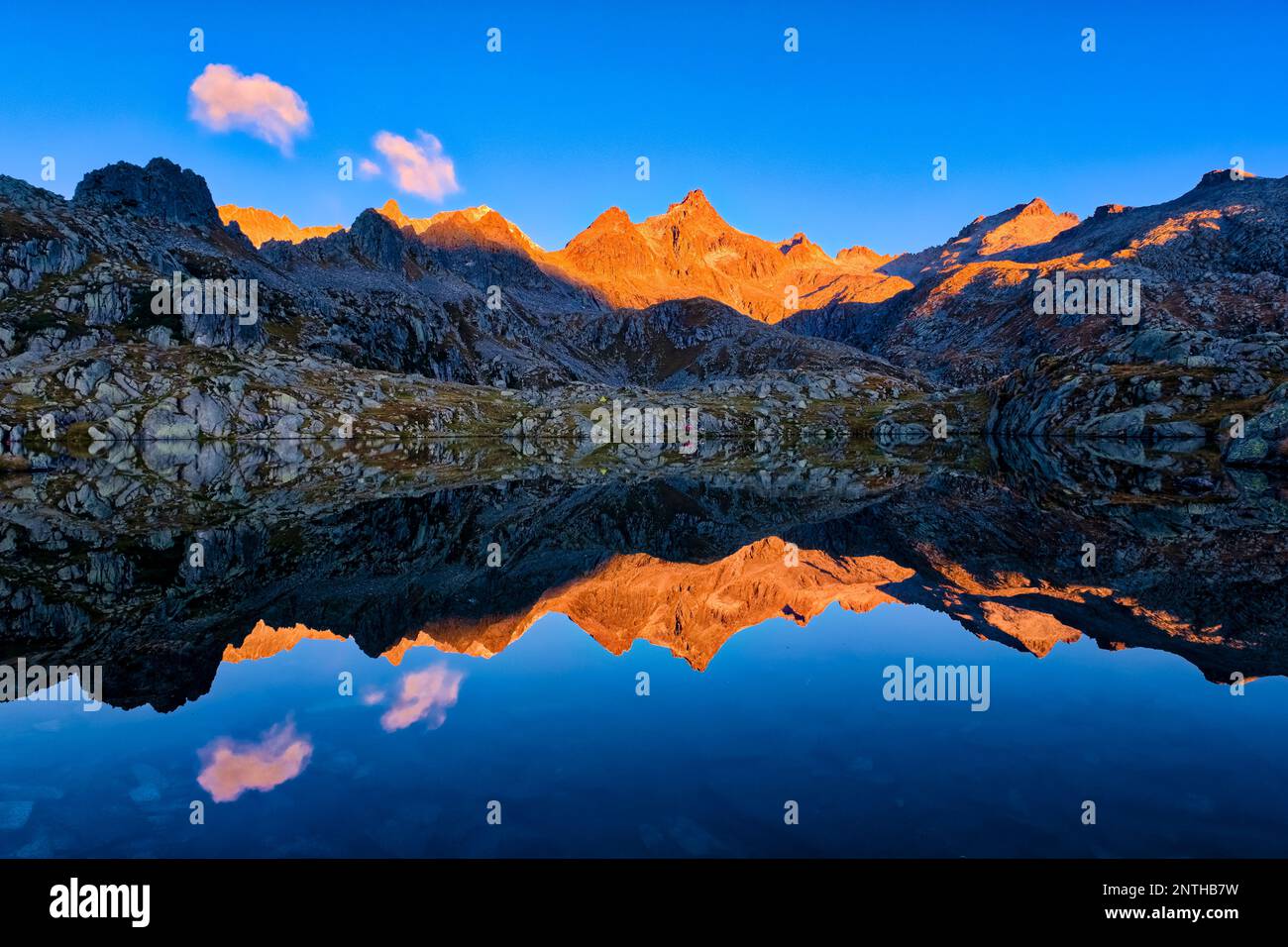 Cima Laghetto and Cima di Cornisello, illuminated by the first sun ...