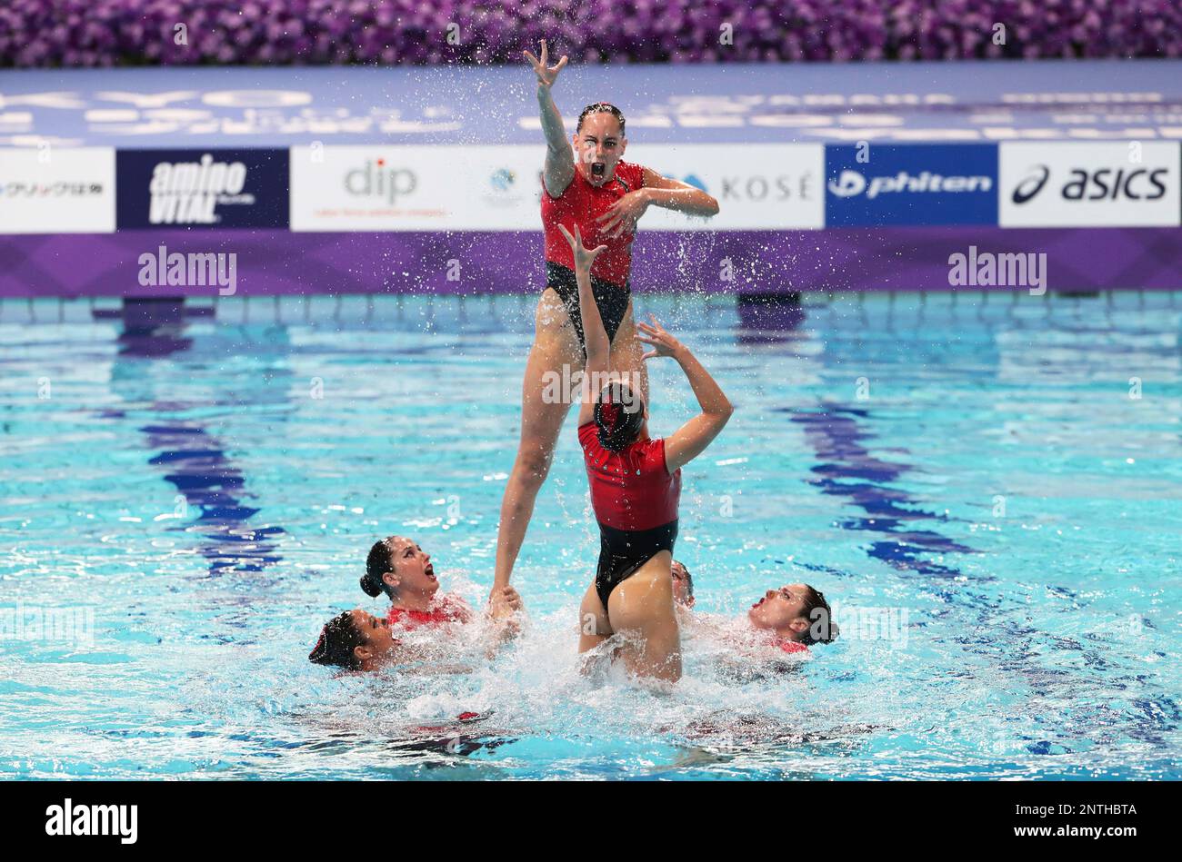 Spain's Team swimmers perform during HIGHLIGHT ROUTINE Final of the ...