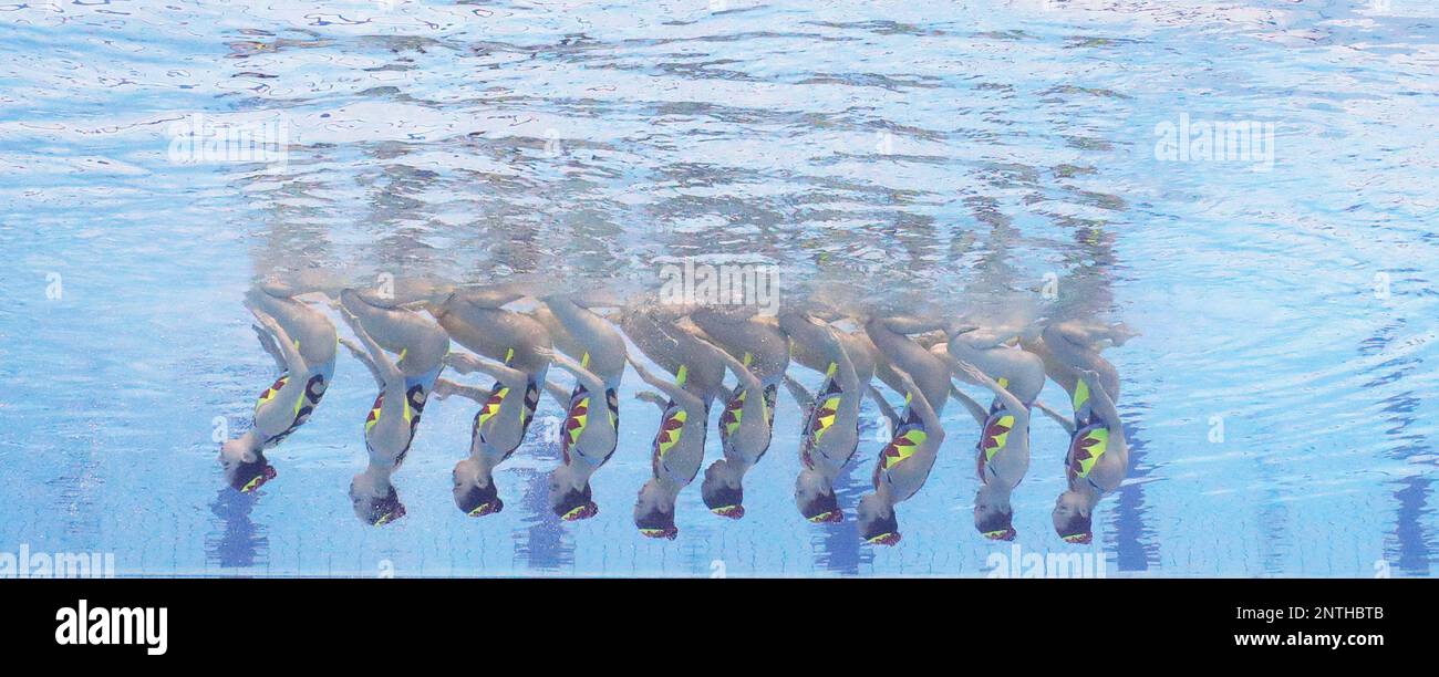 Japanese Team swimmers perform during HIGHLIGHT ROUTINE Final of the ...