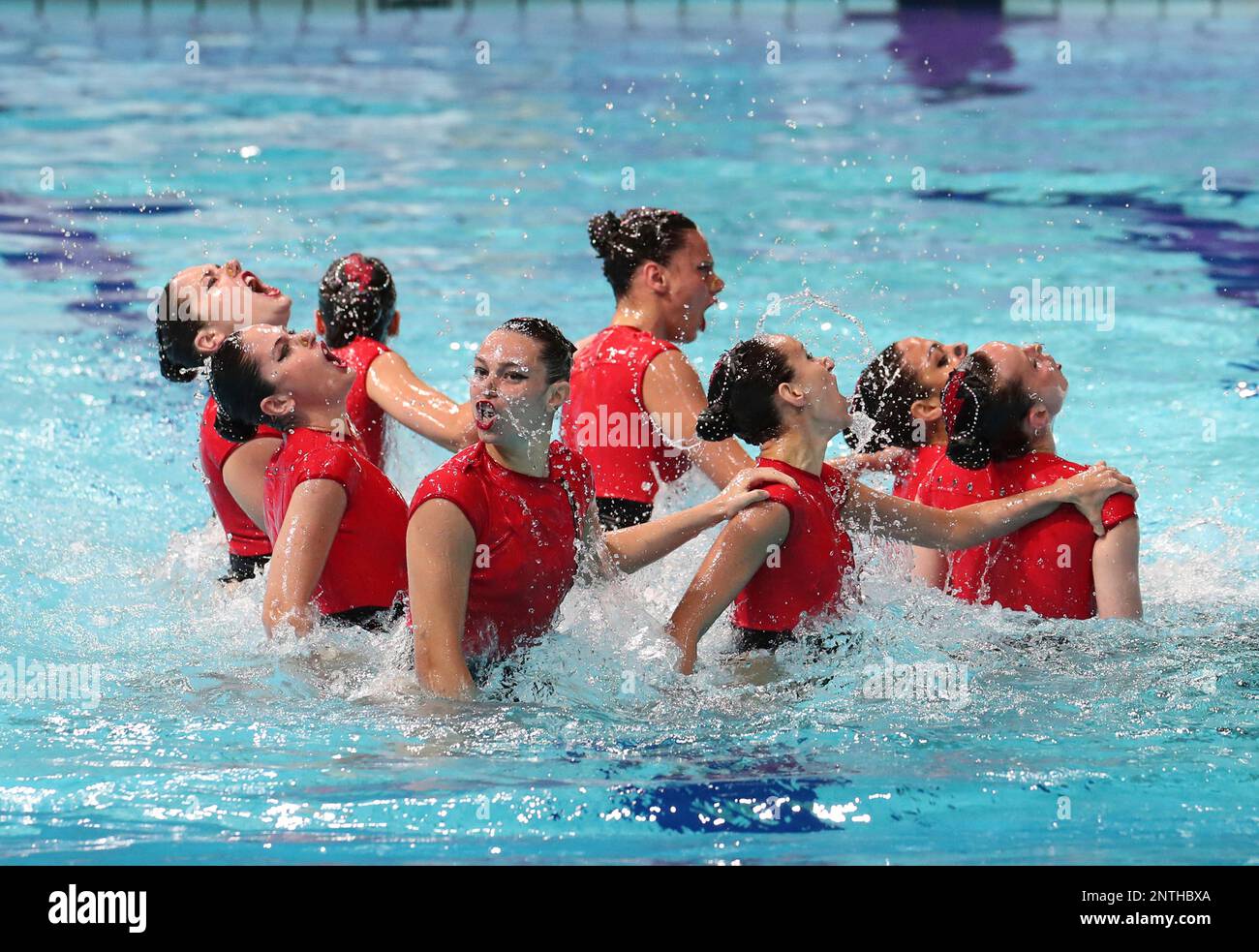 Spain's Team swimmers perform during HIGHLIGHT ROUTINE Final of the ...