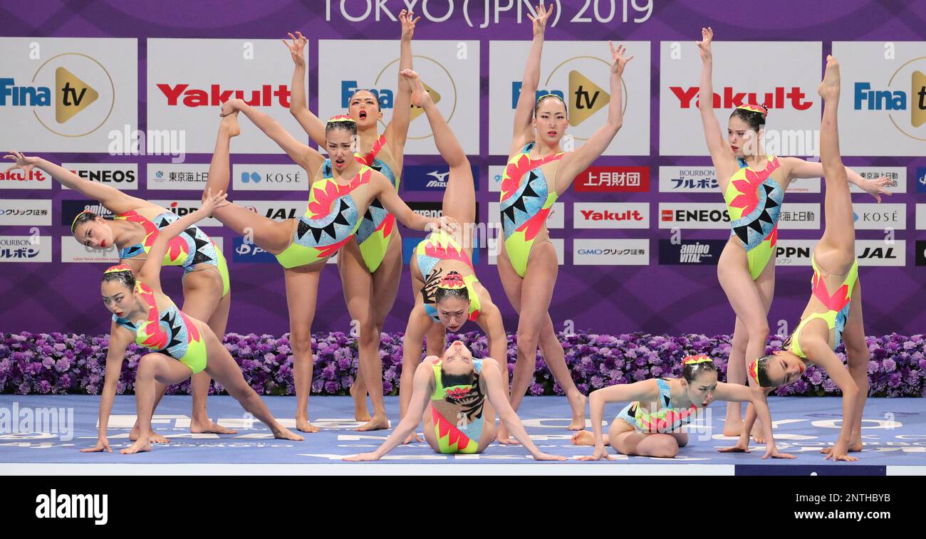Japanese Team swimmers perform during HIGHLIGHT ROUTINE Final of the ...