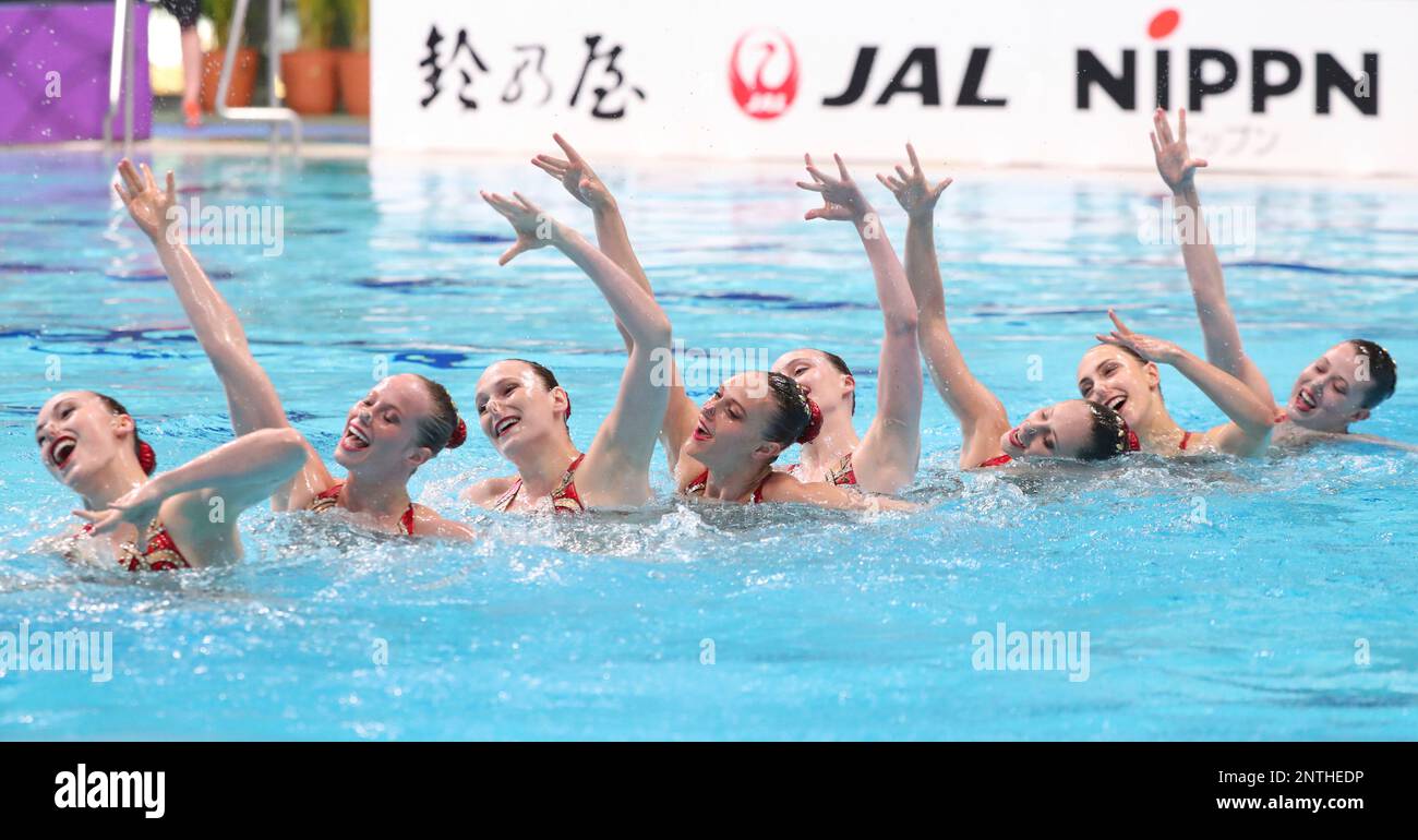 Canada's swimmers perform during the Team Free Routine Final of FINA ...
