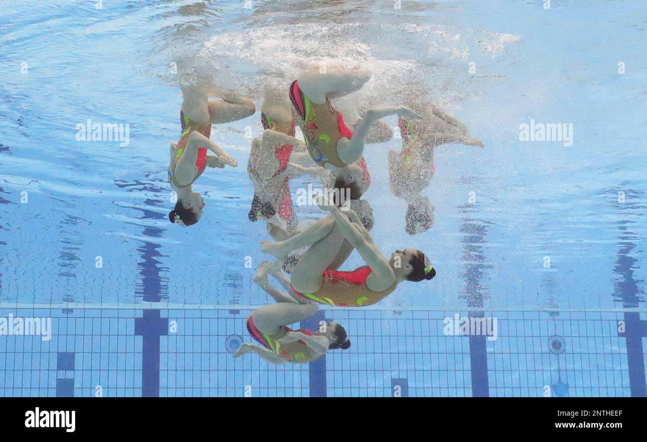 France's swimmers perform during the Team Free Routine Final of FINA ...