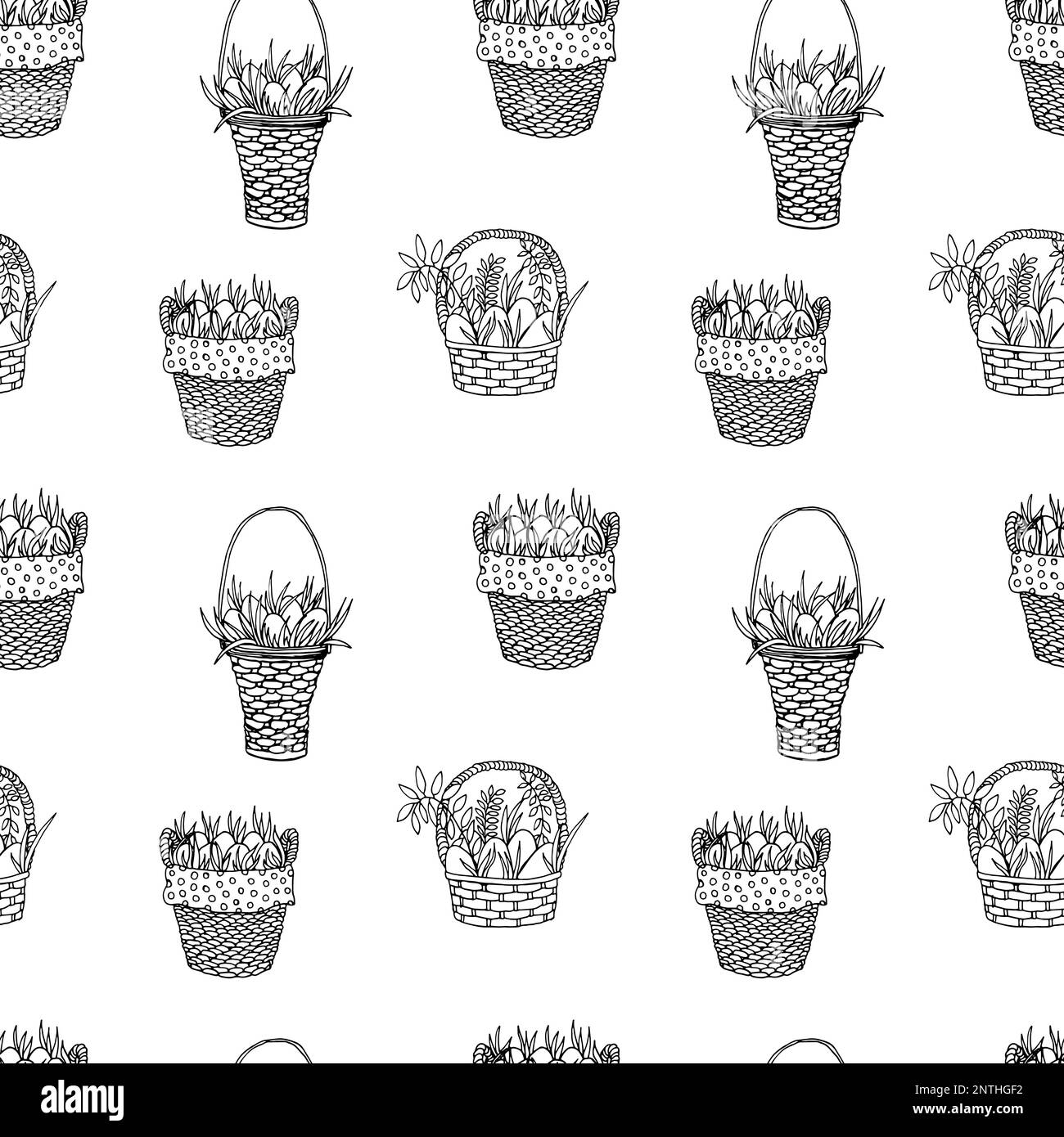 Seamless summer pattern cartoon Black and White Stock Photos & Images ...