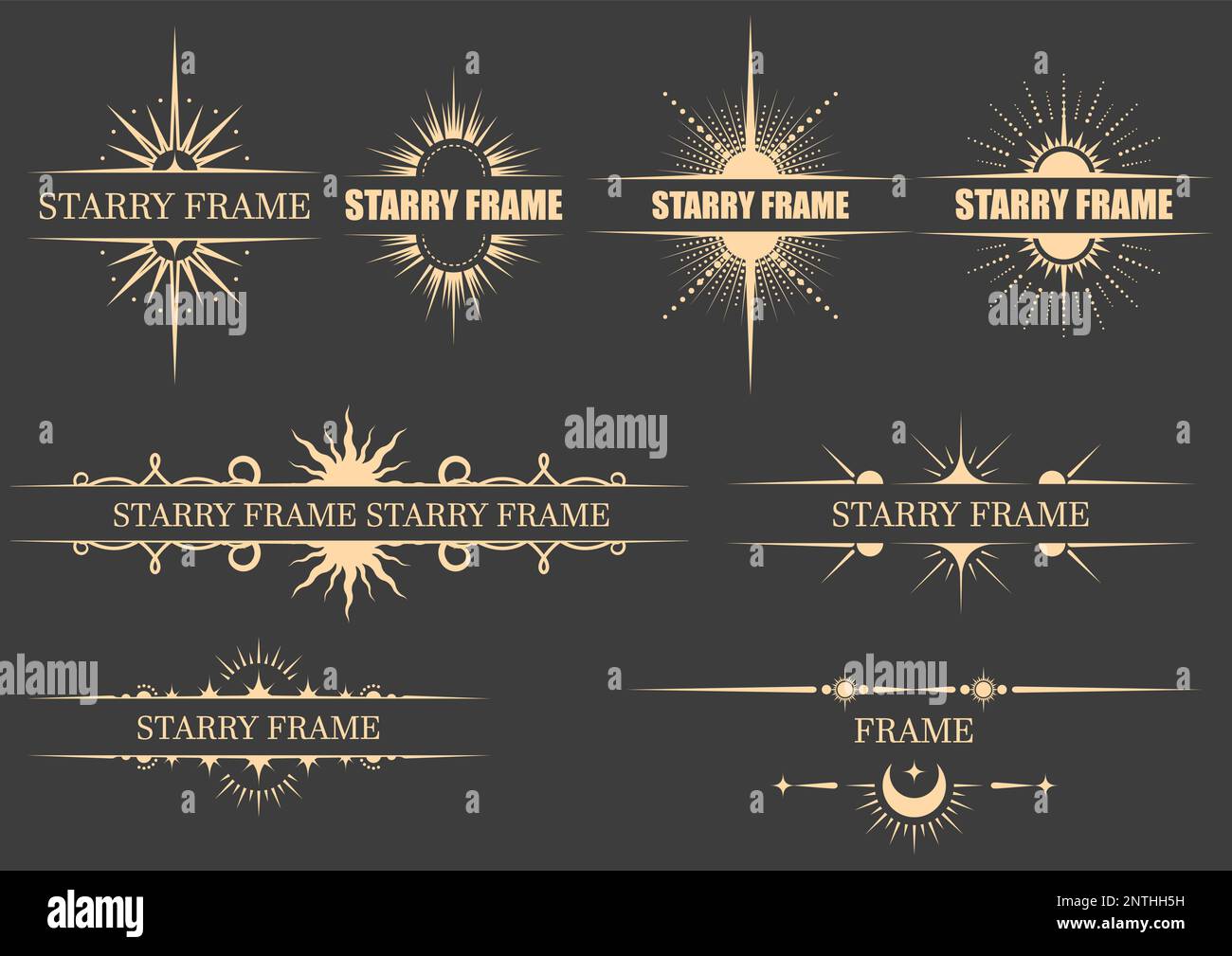 Set of mystical frames, magic banners and astrology stars in tarot ...