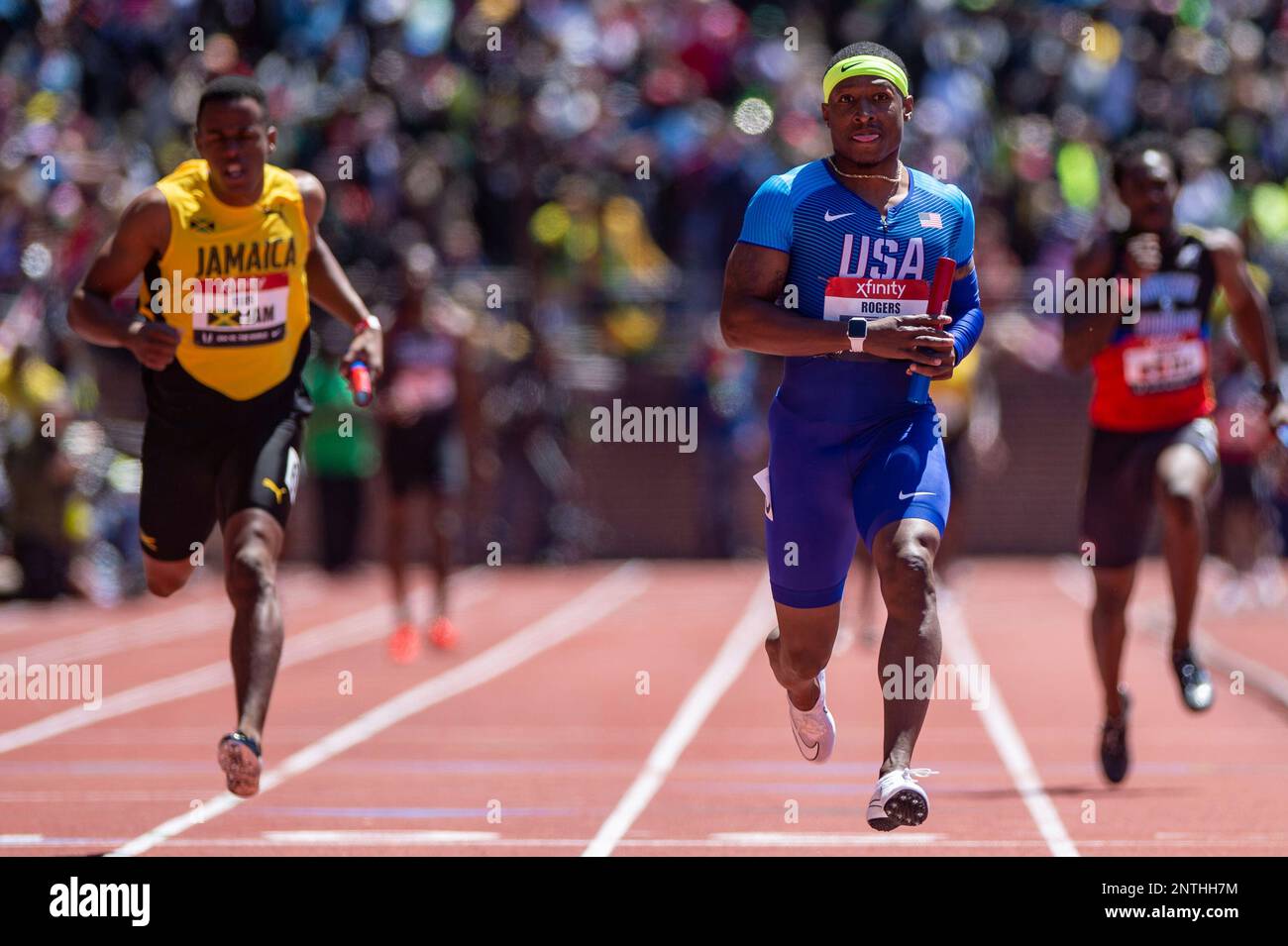 PHILADELPHIA, PA - APRIL 27: Mike Rodgers of USA Red crosses the finish ...