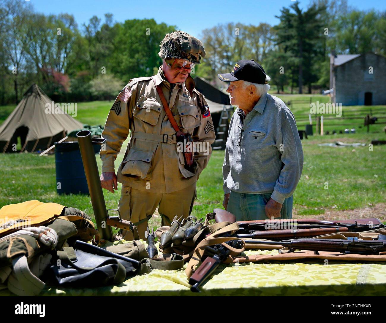 Steve Stroot, left, from New Baden, a World War II paratrooper ...