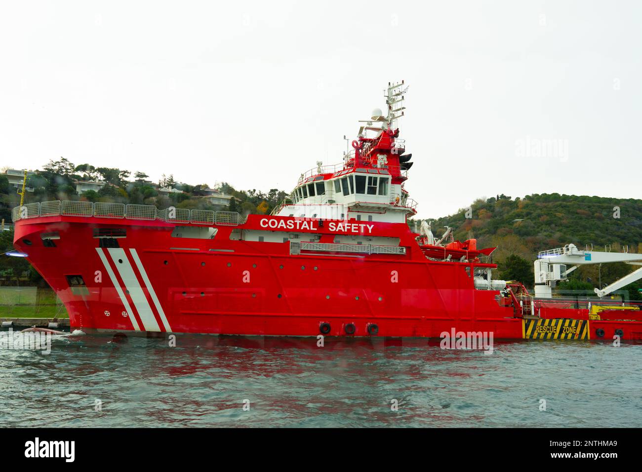 Modern red ship on the Bosphorus, Istanbul Stock Photo - Alamy