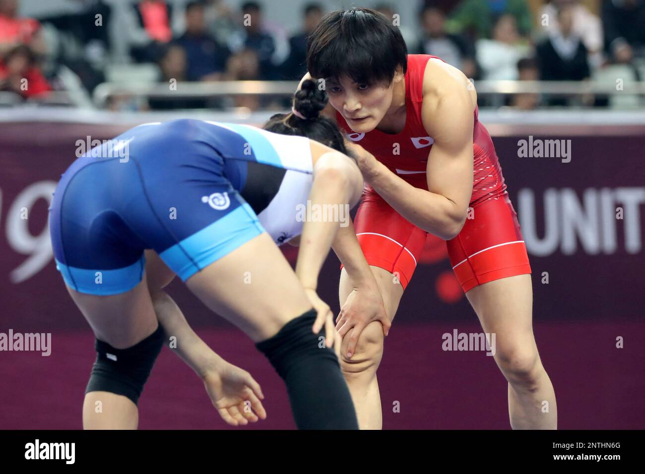 Four-time Olympic wrestling gold medalist Kaori Icho of Japan, right ...